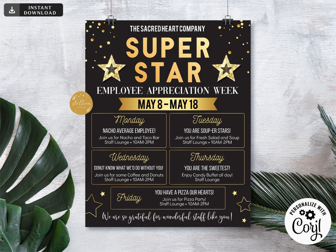 Staff Appreciation Week Itinerary Poster, Digital File, Appreciation ...