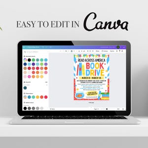 Editable Read Across America Book Drive Flyer, Literacy Event, Book ...