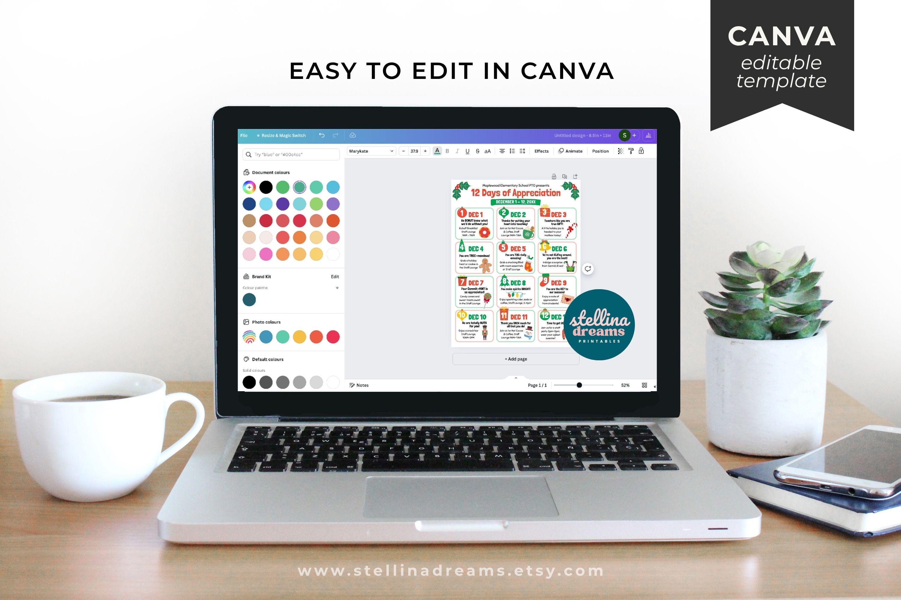 12 Days of Christmas for Teachers & Staff Appreciation | Editable Canva ...