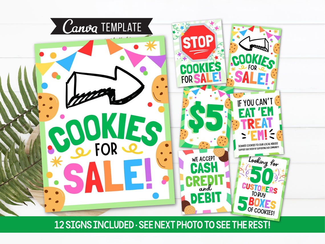 Cookie Booth Signs Bundle: Editable Canva Template (digital Download ...