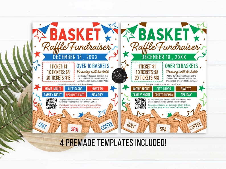 Basket Raffle Fundraiser Flyer: Editable Canva Template (digital) - Etsy
