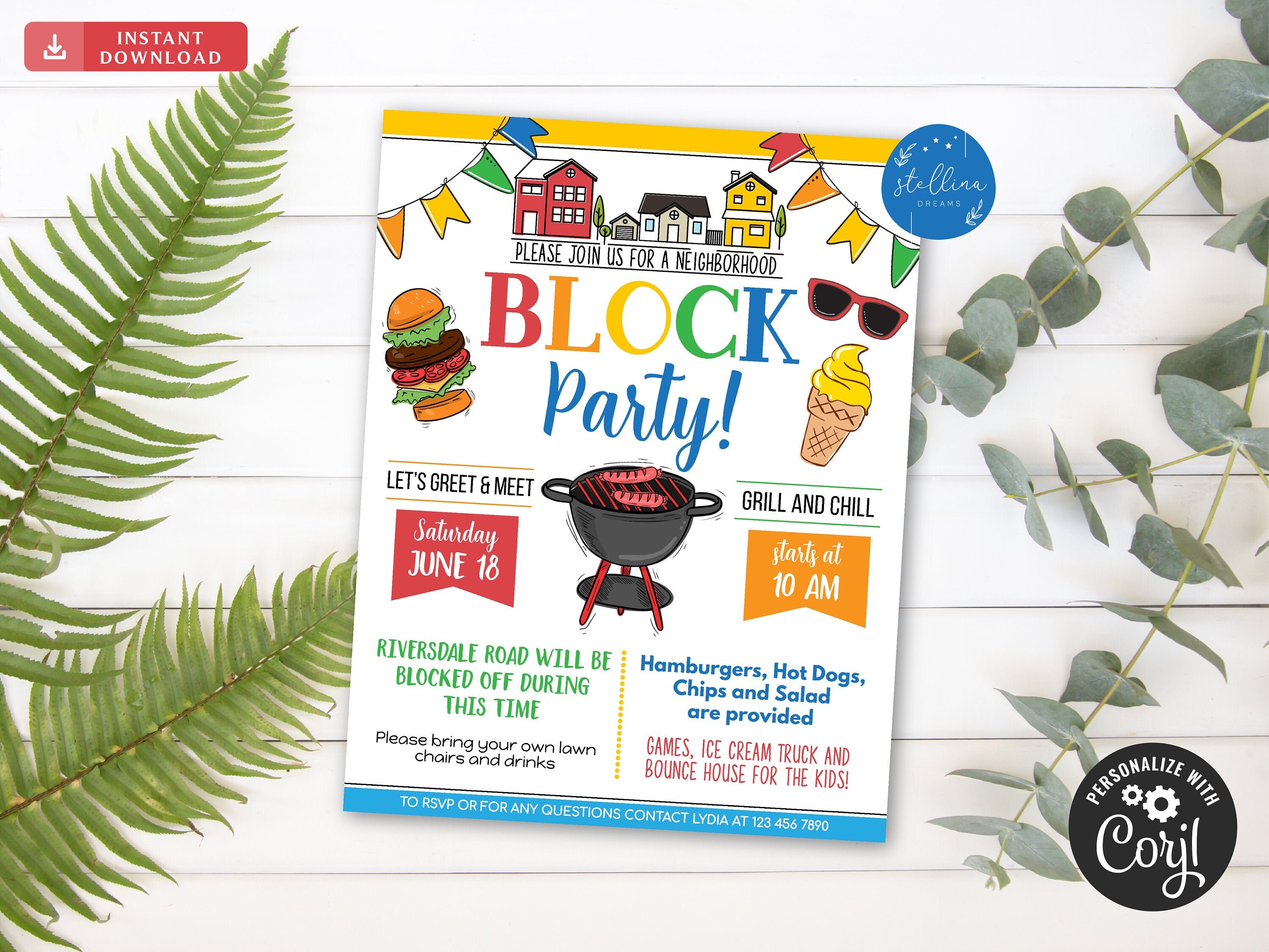 EDITABLE Neighborhood Block Party Invite Bbq Picnic Summer - Etsy