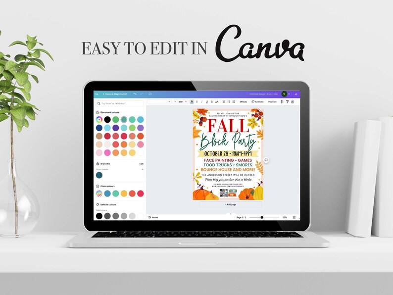 Fall Block Party Flyer: Editable Harvest Festival Invite (CANVA ...