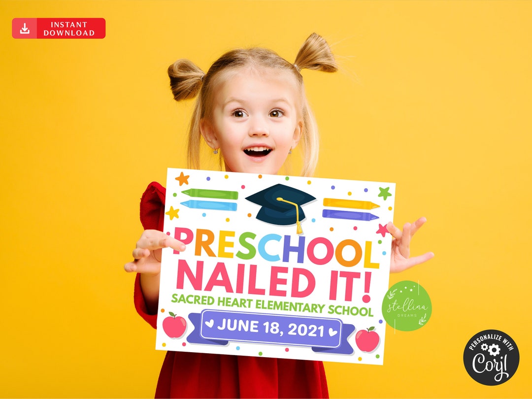 EDITABLE DATE Preschool Graduation Photo Prop, Last Day End of School ...