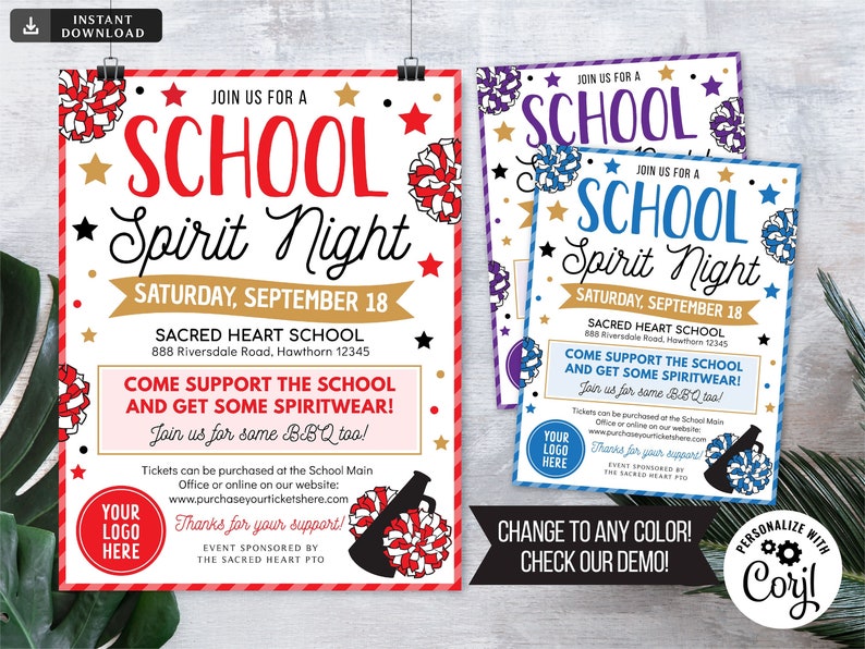 School Spirit Flyer School Spirit Night Party Spirit Night - Etsy