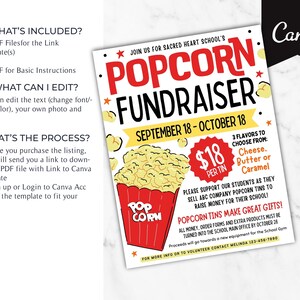 Editable Popcorn Fundraiser Flyer, Printable PTA, PTO, School Church ...