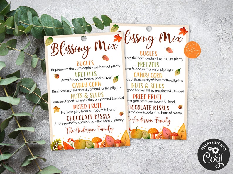 EDITABLE Blessing Mix Gift Tag Thanksgiving Treat Tags - Etsy