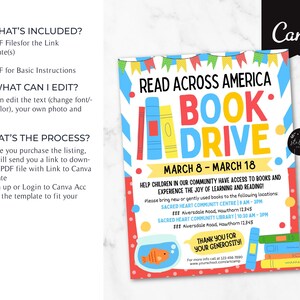 Editable Read Across America Book Drive Flyer, Literacy Event, Book ...