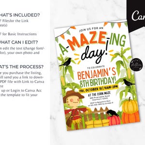 Corn Maze Birthday Invitation, Pumpkin Farm Pumpkin Patch, Fall ...
