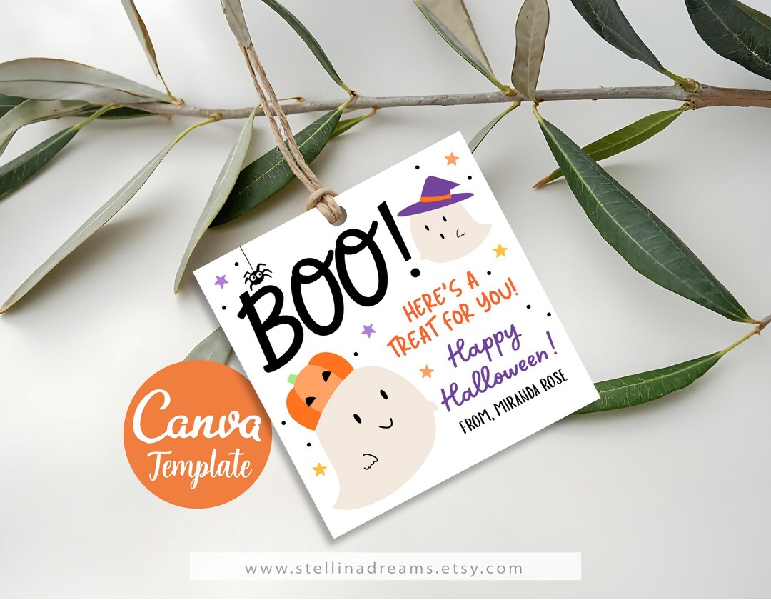 Editable Halloween Gift Tags, Halloween Birthday Favor Tags, Boo Here's ...