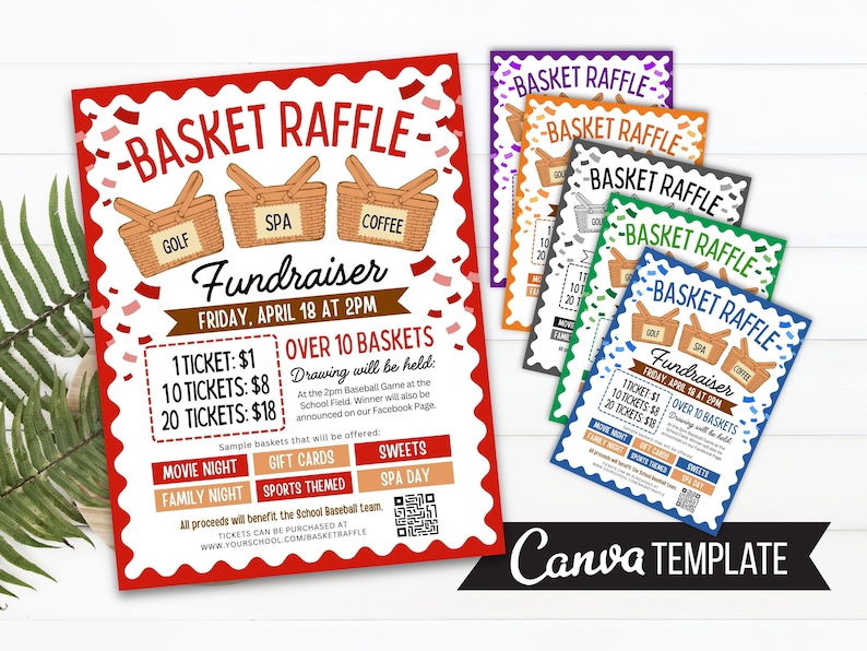 Editable Basket Raffle Flyer Template: Charity Sports Fundraiser (CANVA ...