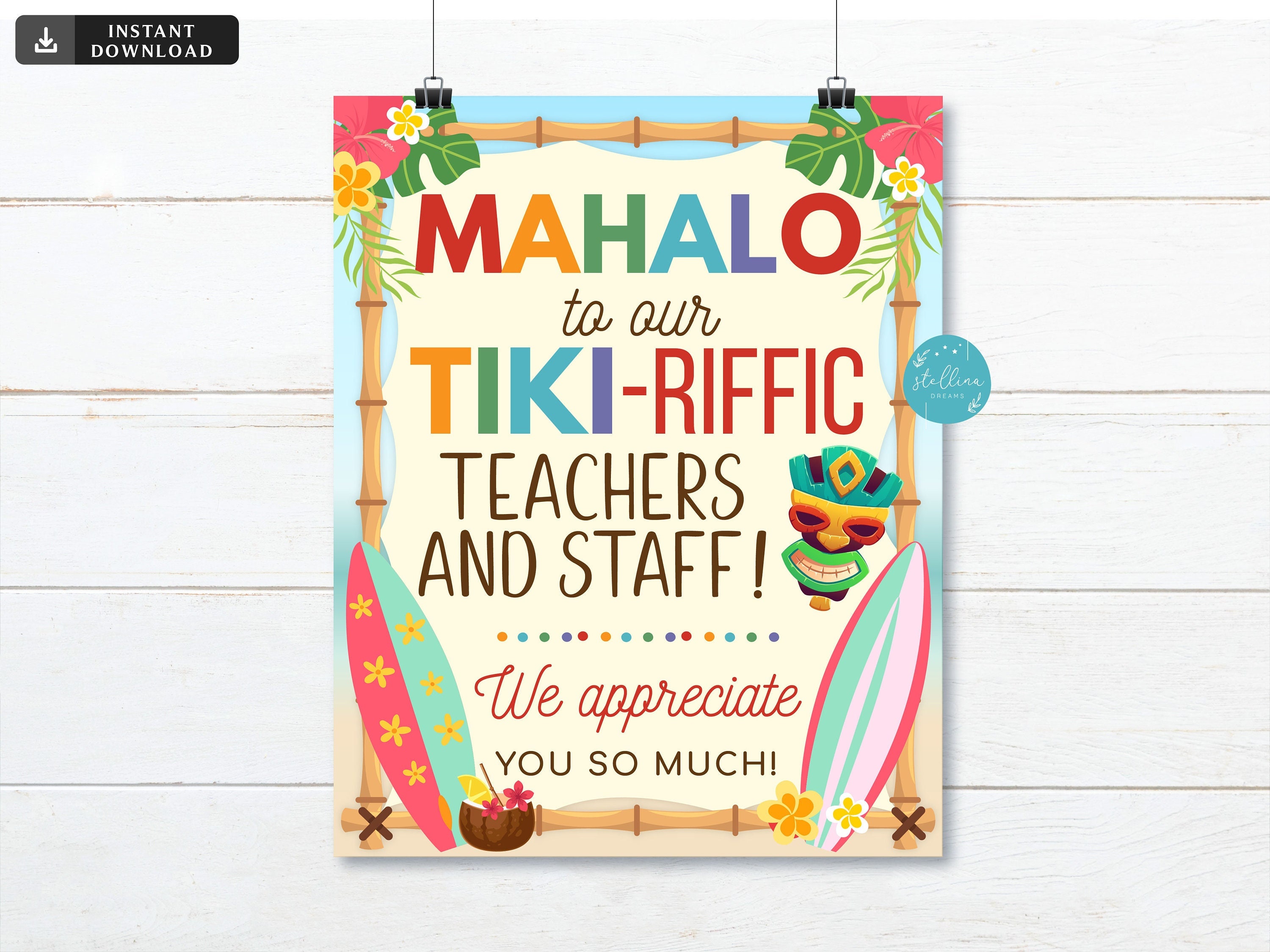 Hawaiian Themed Appreciation Sign Tropical Beach Mahalo to - Etsy Australia