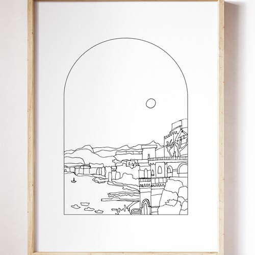 Cinque Terre Italian Landscape Printable Italy Line Art - Etsy