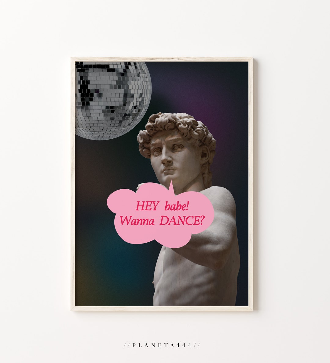 David Hey Babe Wanna Dance Printable Art David Statue Disco Ball Wall ...