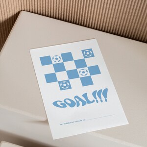 Goal Checkered Football Soccer Printable Art Football Team Fan Poster ...