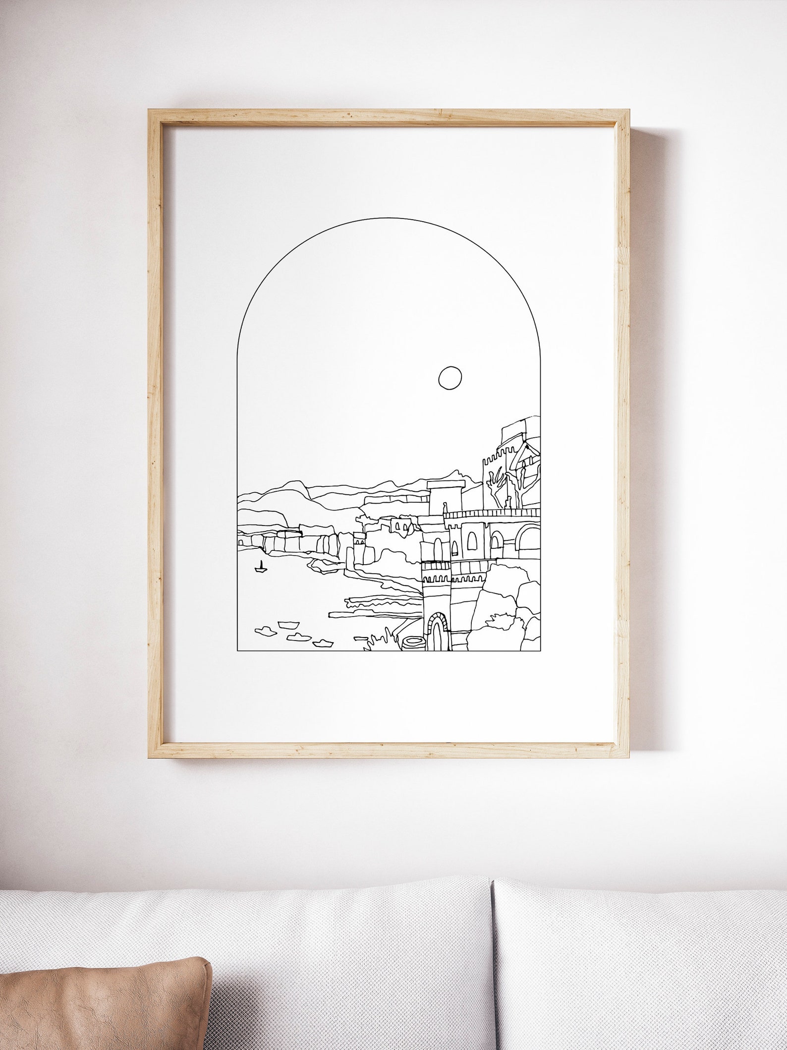 Sorrento Italian Landscape Printable Italy Line Art Digital - Etsy