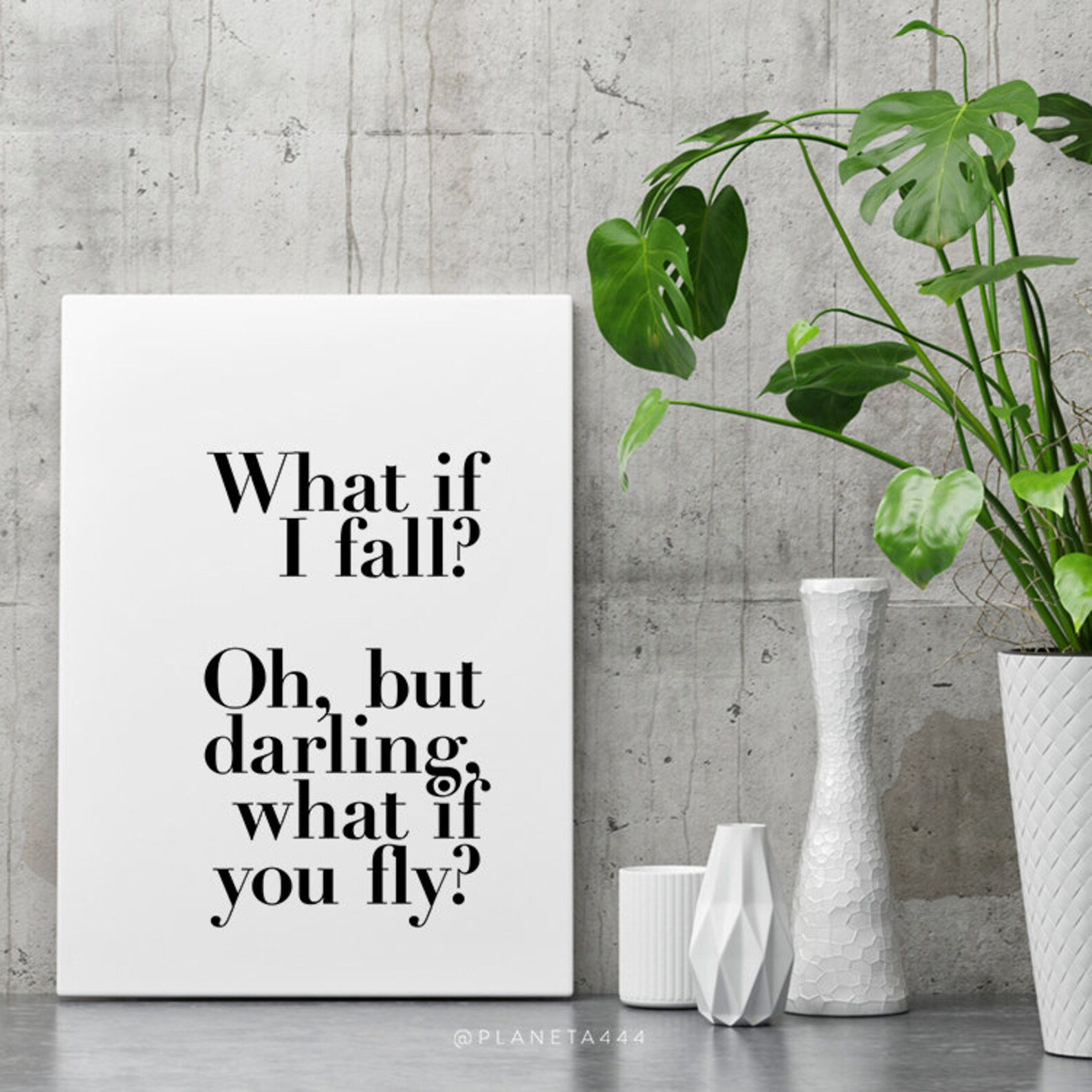 What If I Fall What If You Fly Printable Art, Typographic Minimal Art ...