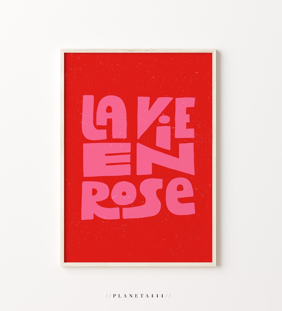 La Vie En Rose French Saying Printable Artwork Colorful Typography Art ...