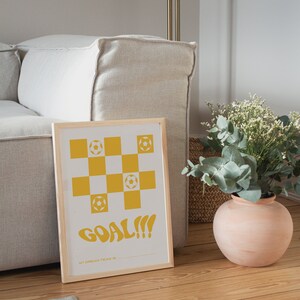 Goal Checkered Football Soccer Printable Art Football Team Fan Poster ...