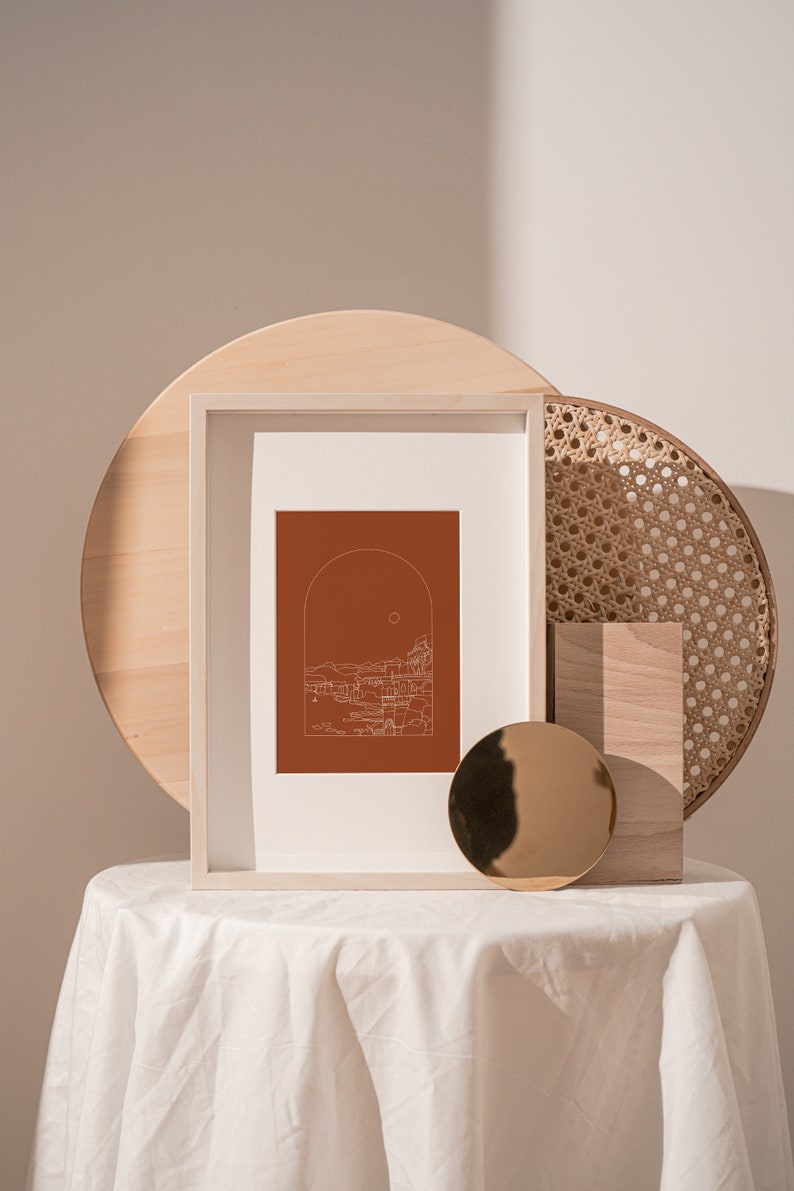 Sorrento Italian Landscape Printable Italy Line Art Digital - Etsy