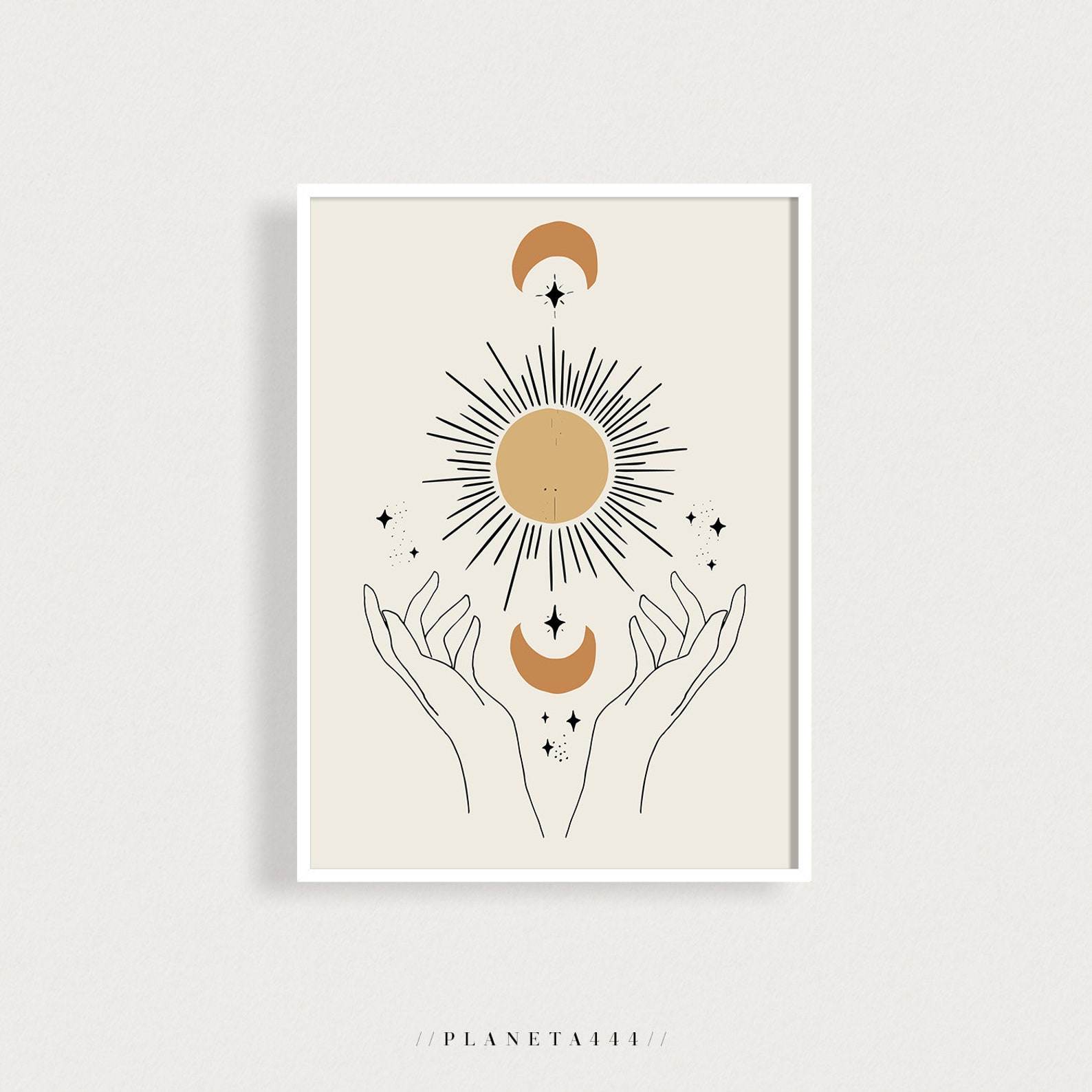 Hands Holding Universe Printable Art Moon Stars Sun Hands Line | Etsy