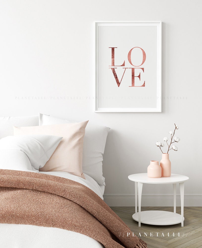 LOVE Rose Gold Printable Art, Love Faux Gold Foil Poster, Minimalist ...