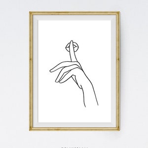 Shhh Hush Printable Art Silence Line Art Printable Finger on Mouth ...