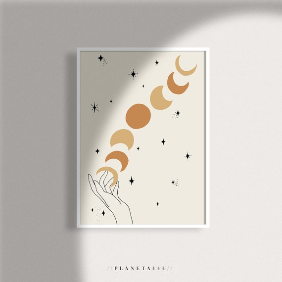 Hand Moon Phases Printable Art Universe Stars Wall Art - Etsy