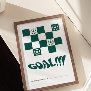 Goal Checkered Football Soccer Printable Art Football Team Fan Poster ...
