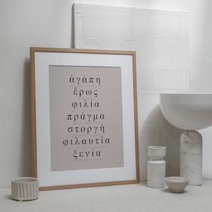 Greek Words for Love Printable Greek Language Typography Wall Art Agape ...