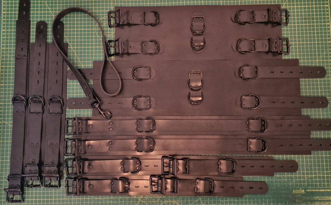 BLACK EDITION Heavy Rubber Bondage Mega Set locking Wrist Cuffs Ankle ...