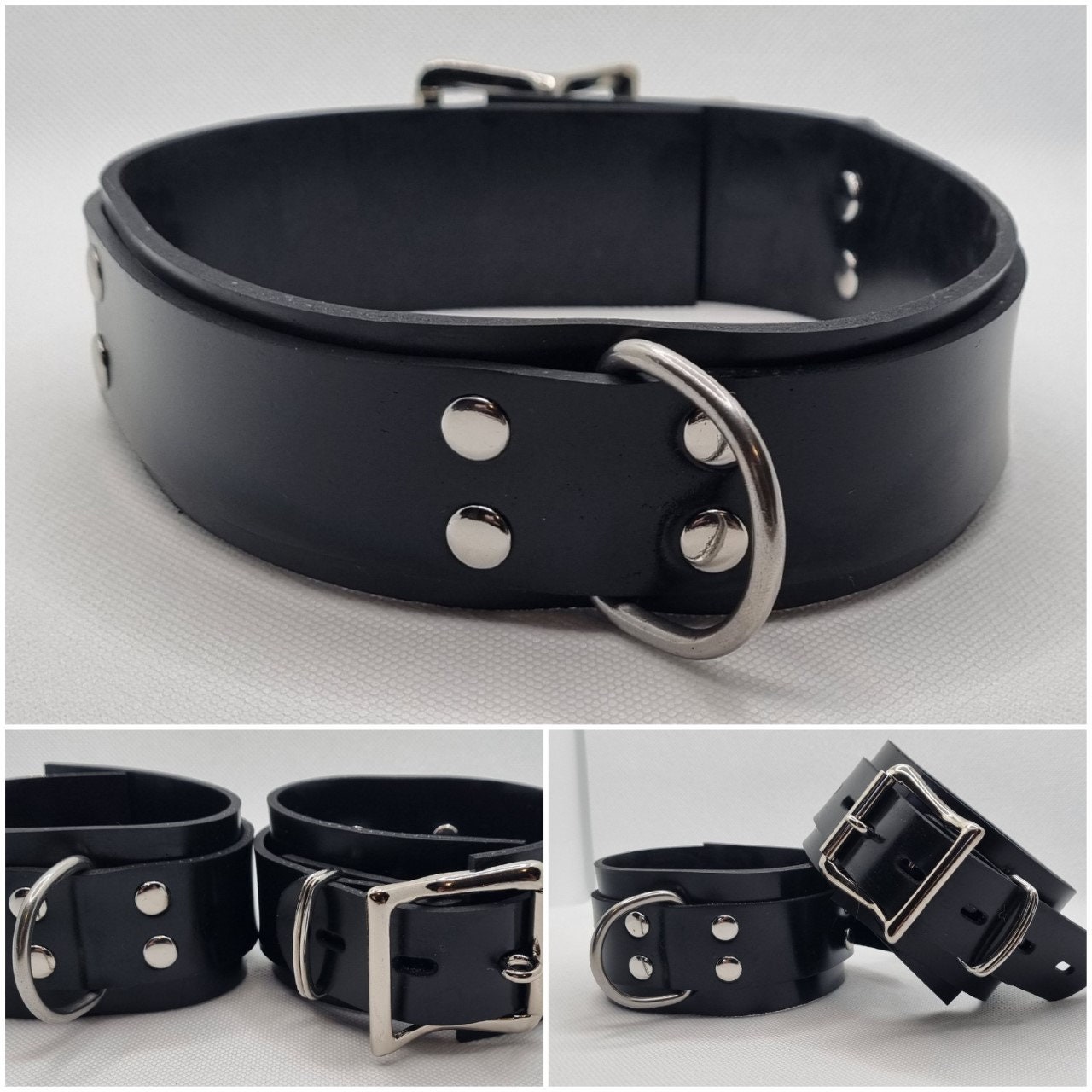 Heavy Rubber Bondage Mega Set (locking) - Wrist Cuffs + Ankle Cuffs ...