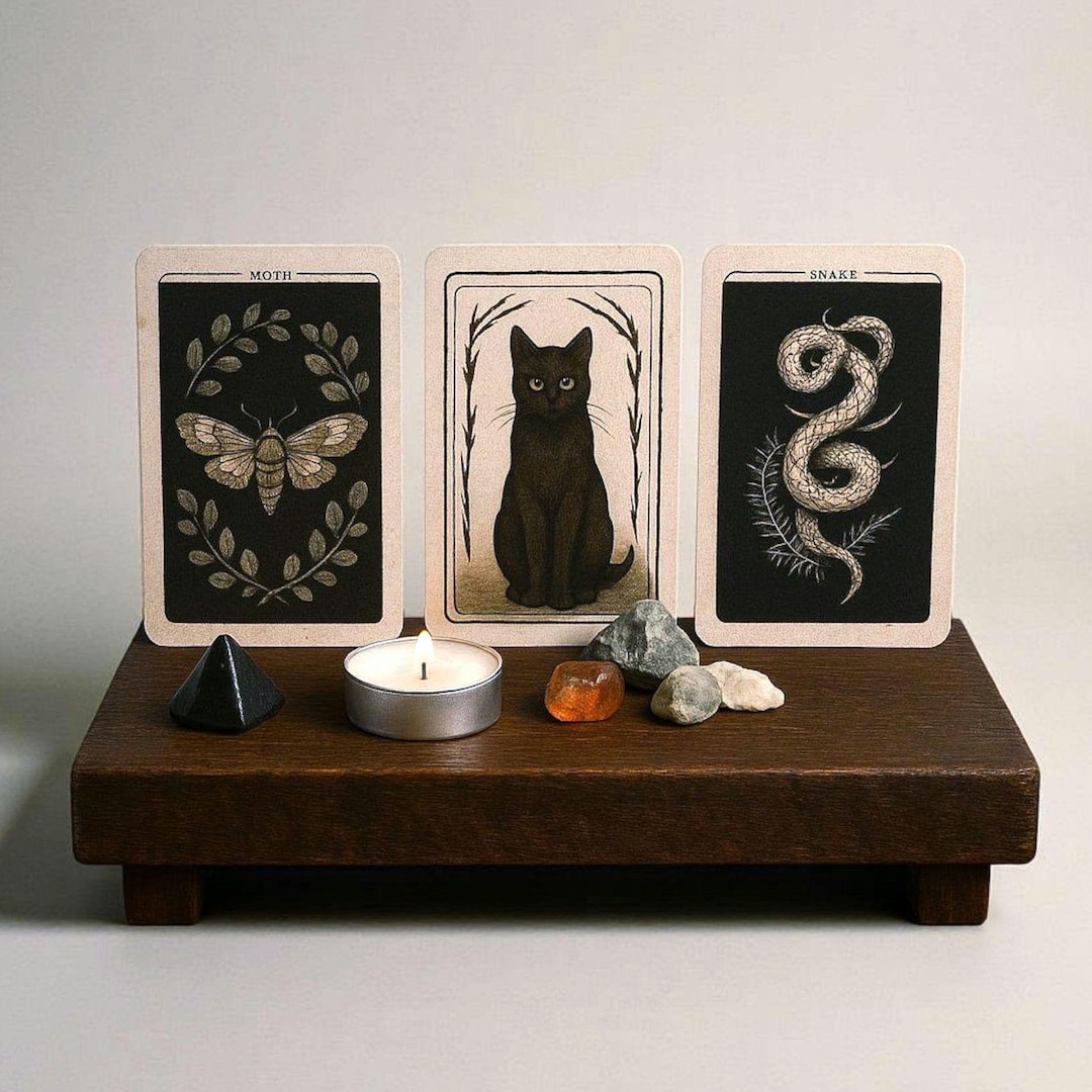 Reclaimed Wood Tarot Card Stand – Rustic Altar Riser for Spellwork ...