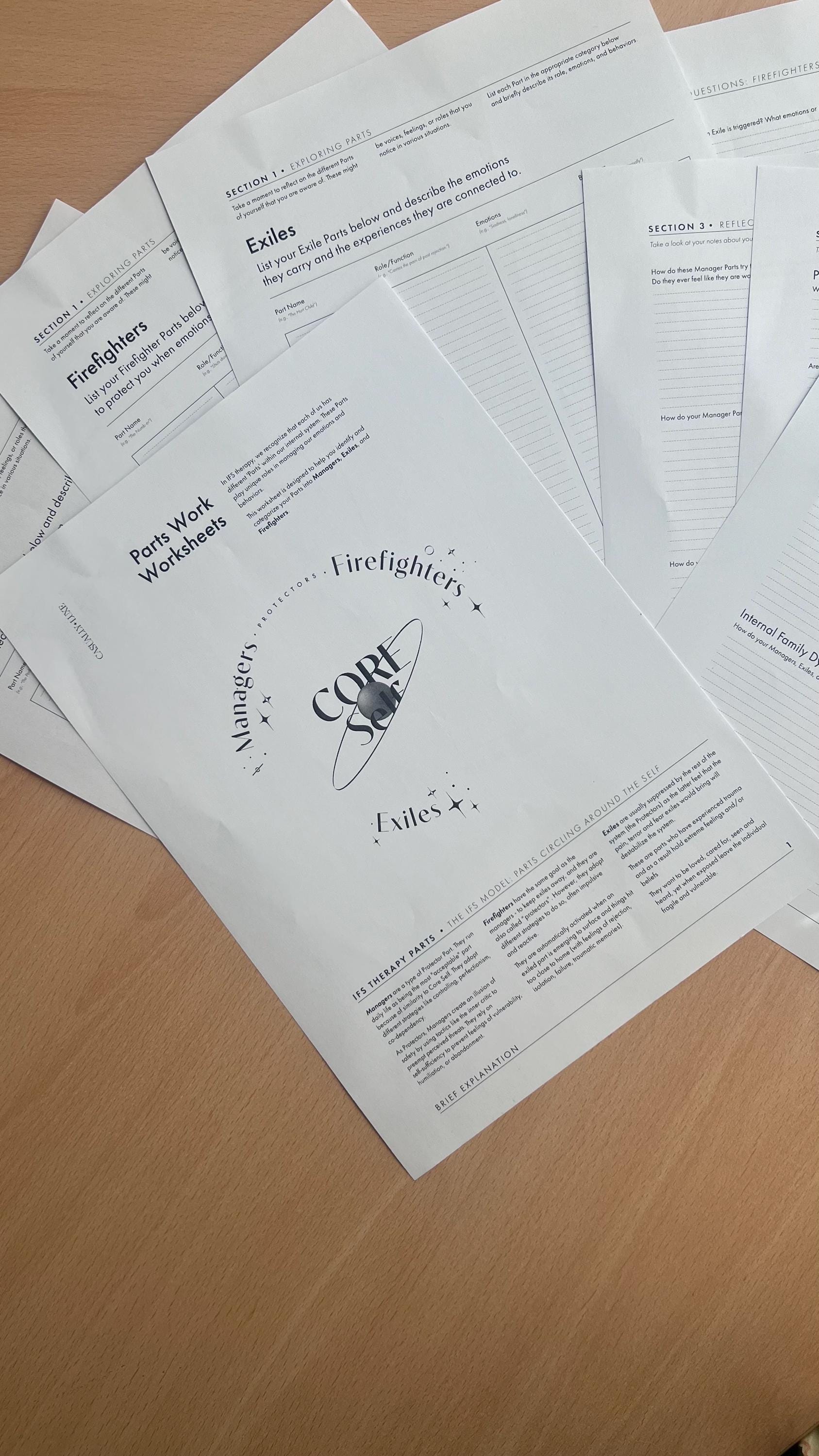 IFS Therapy Worksheets: Parts Work, Managers, Exiles, Firefighters (PDF ...