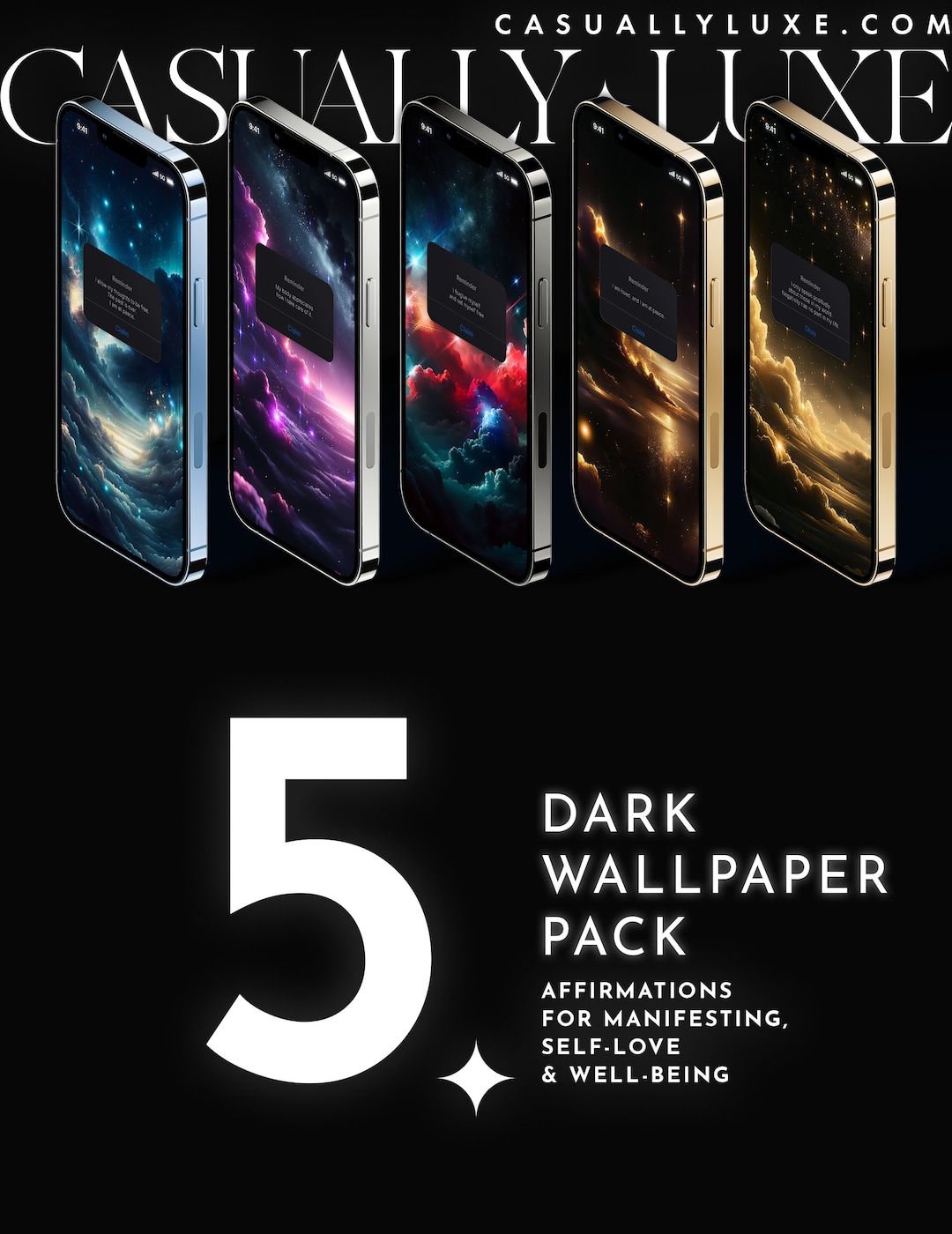 IPhone Wallpapers Pack of 5, Affirmations Wallpaper, iPhone Lock Screen ...