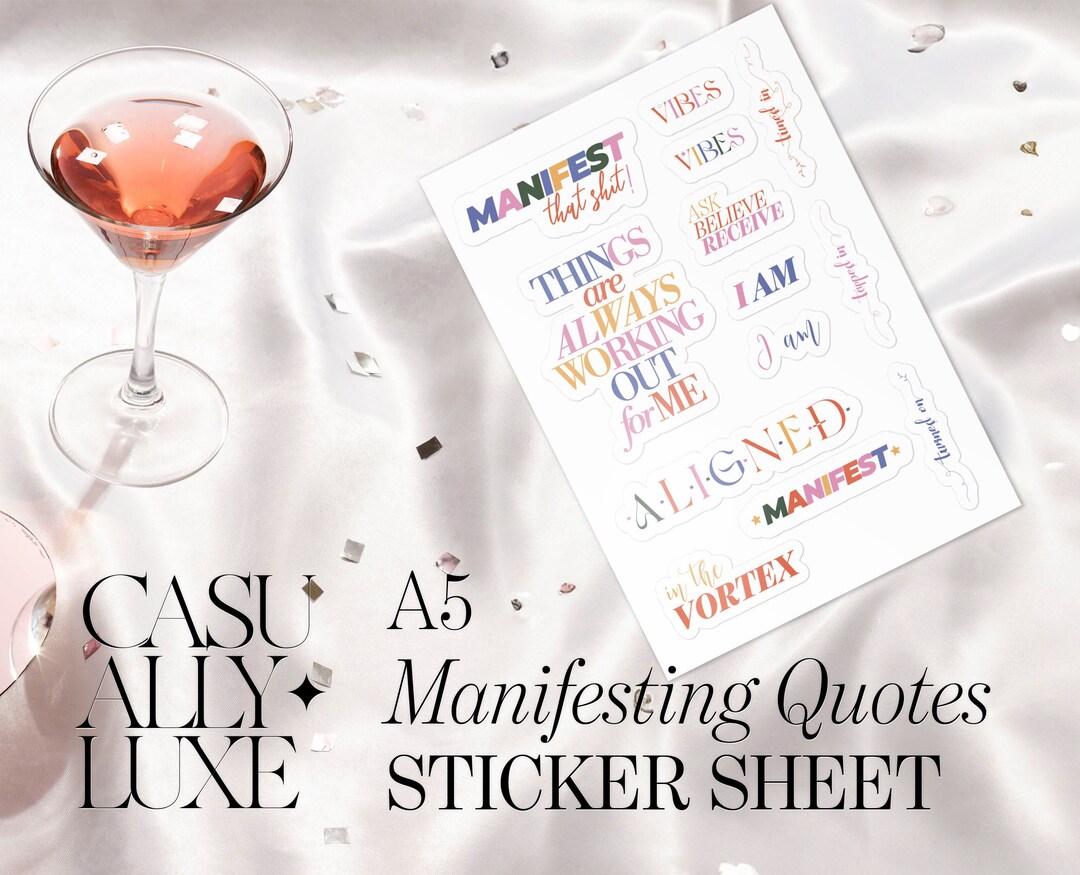Manifesting Quotes Sticker Sheet, Abraham Hicks Stickers Quotes for ...