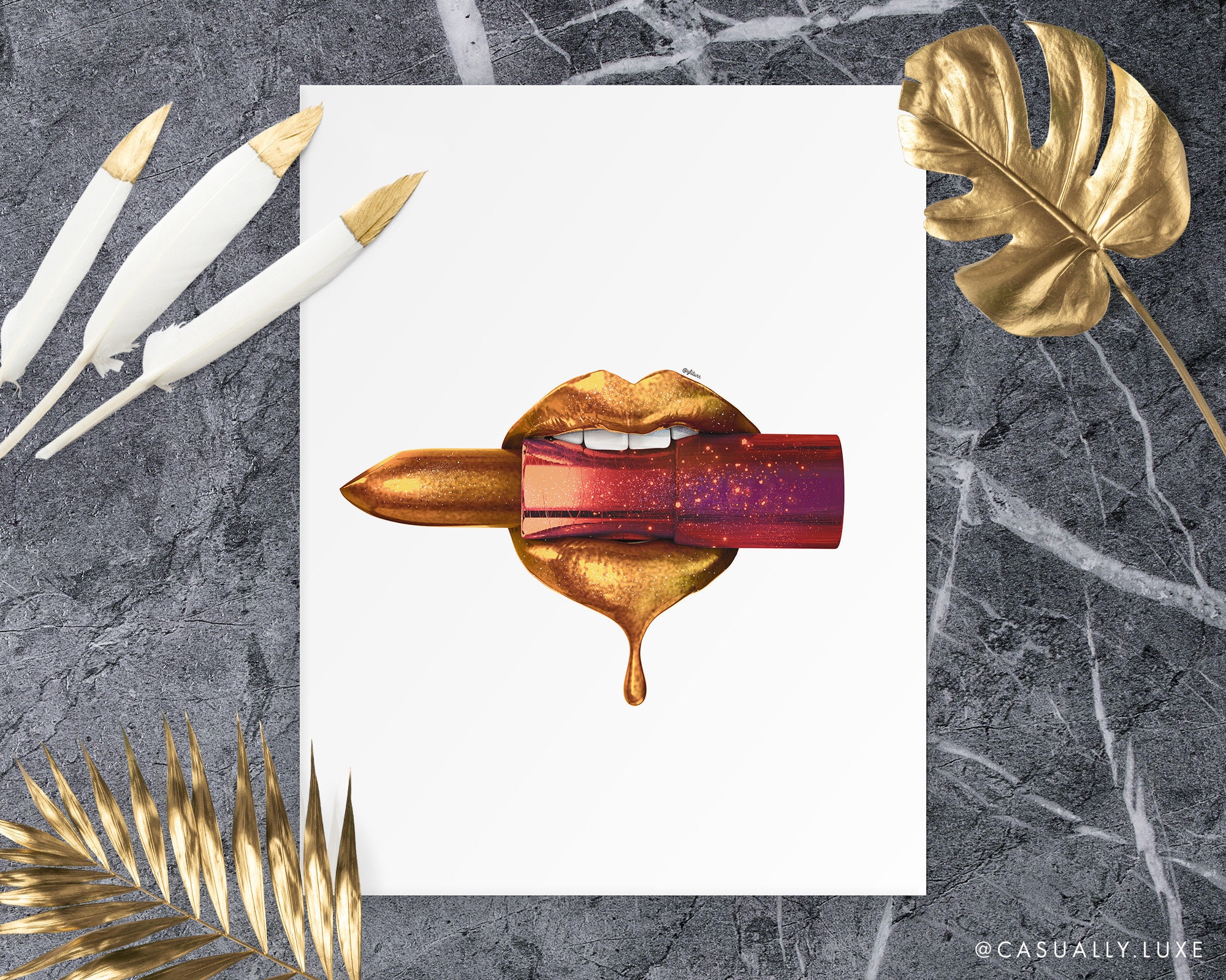 Dripping Lips Poster, Edgy Lips Art, Beauty Prints, Pout Wall Art ...