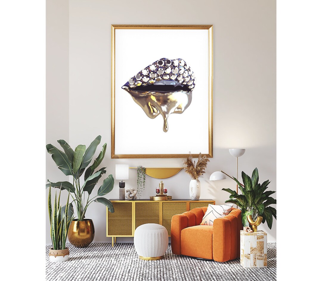 Dripping Lips Artwork Diamond Lips Picture PRINTABLE - Etsy