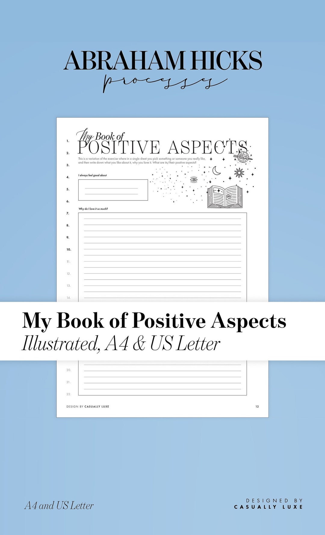 Book of Positive Aspects by Abraham Hicks Worksheets Template, Law of ...