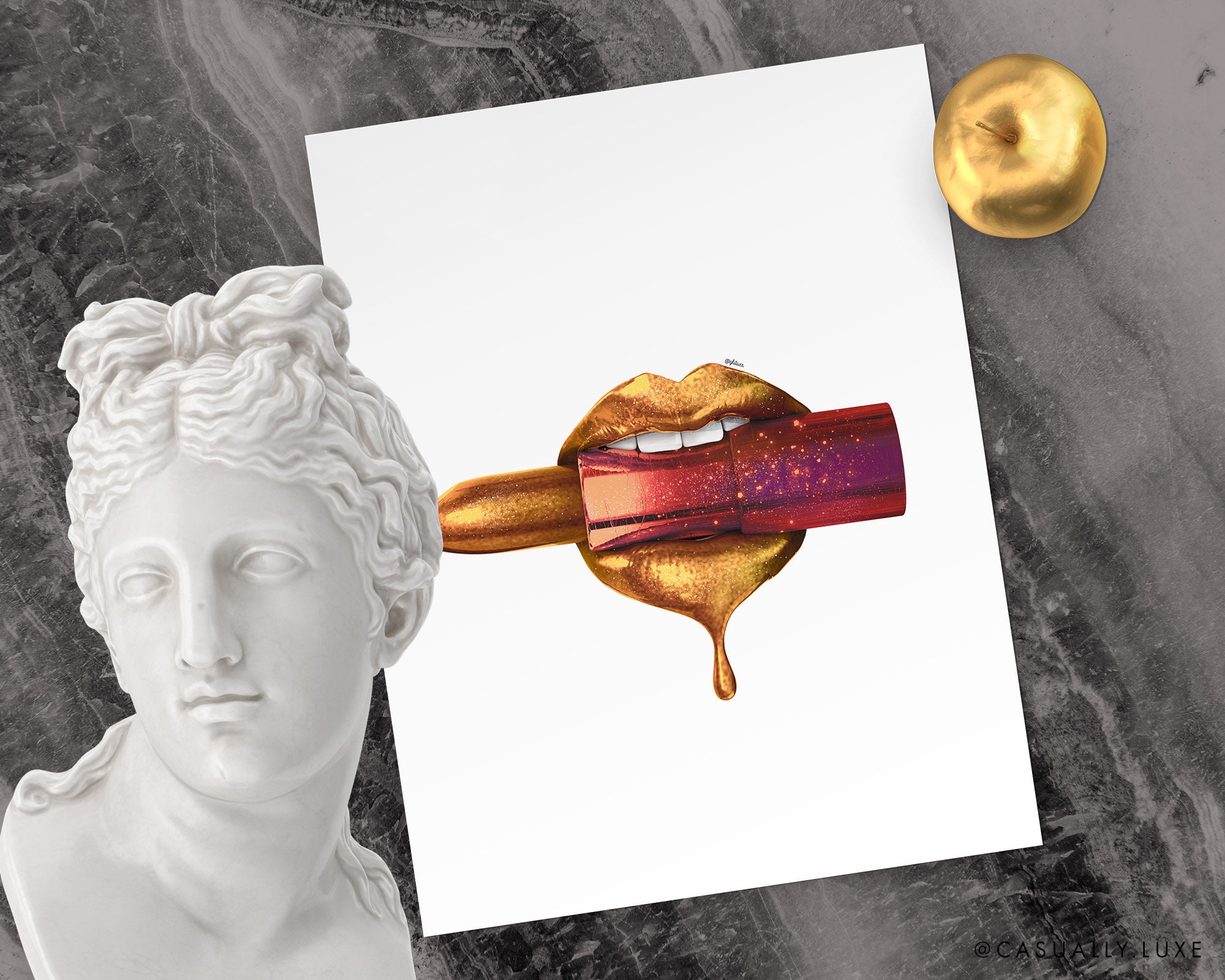 Dripping Lips Poster, Edgy Lips Art, Beauty Prints, Pout Wall Art ...