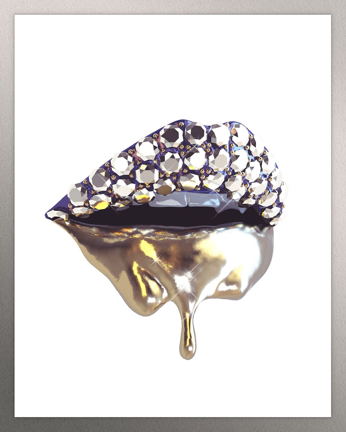 Dripping Lips Artwork Diamond Lips Picture PRINTABLE - Etsy