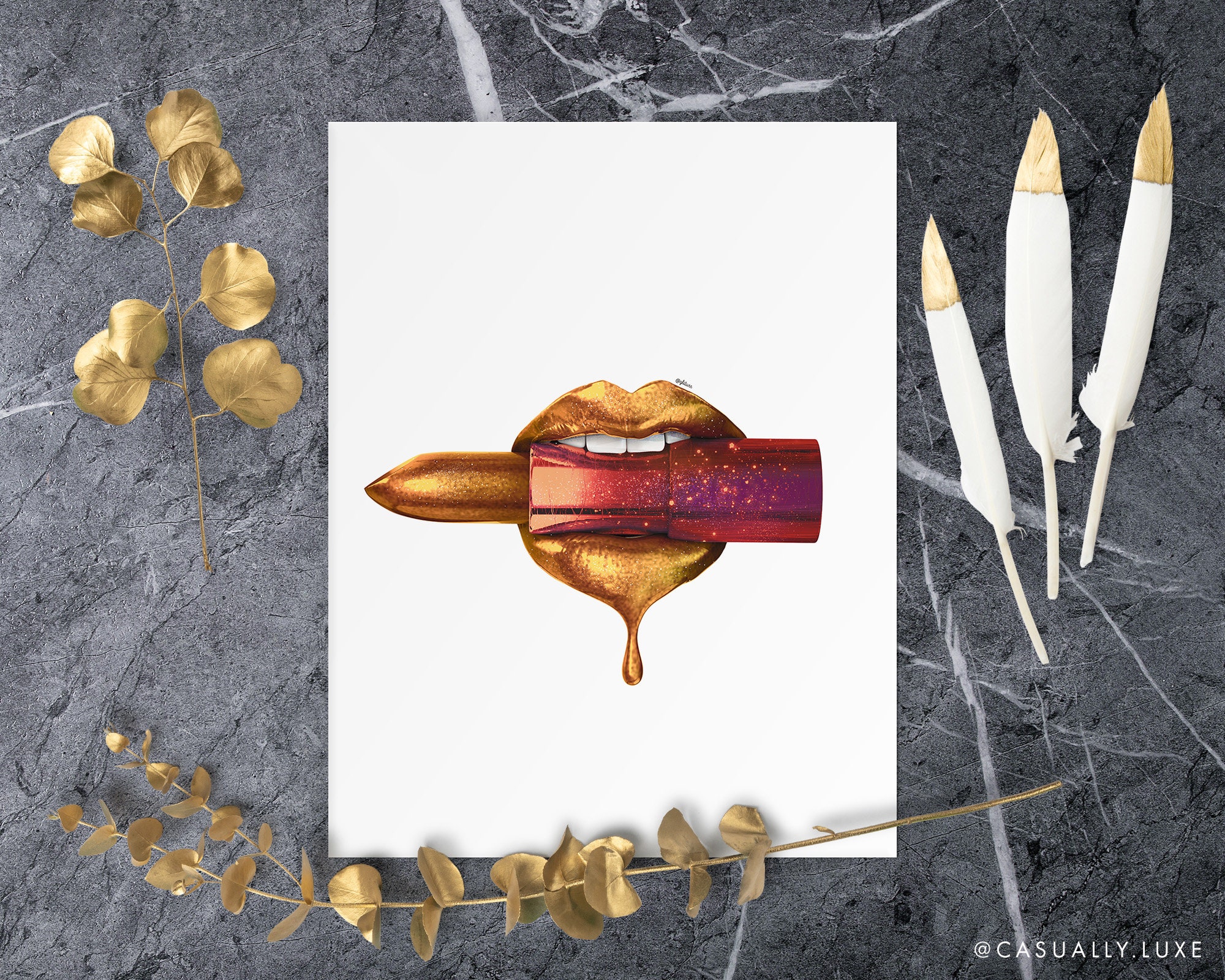 Dripping Lips Poster, Edgy Lips Art, Beauty Prints, Pout Wall Art ...