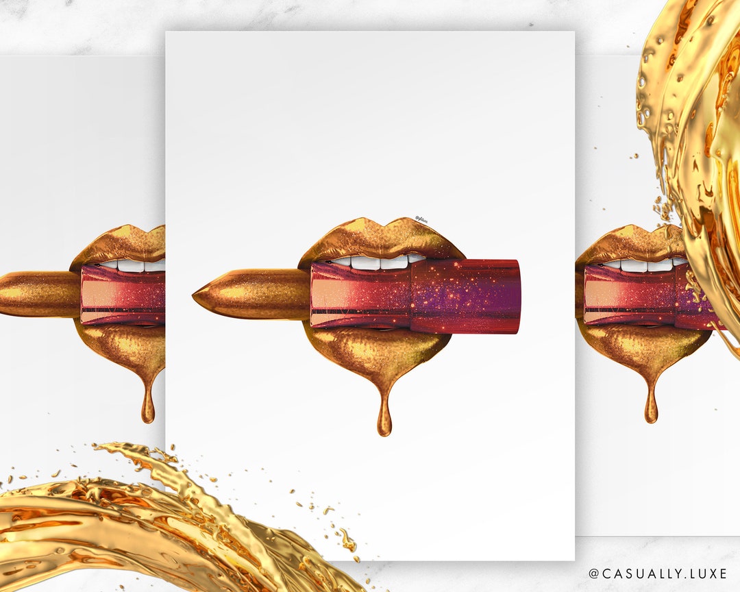 Dripping Lips Poster, Edgy Lips Art, Beauty Prints, Pout Wall Art ...