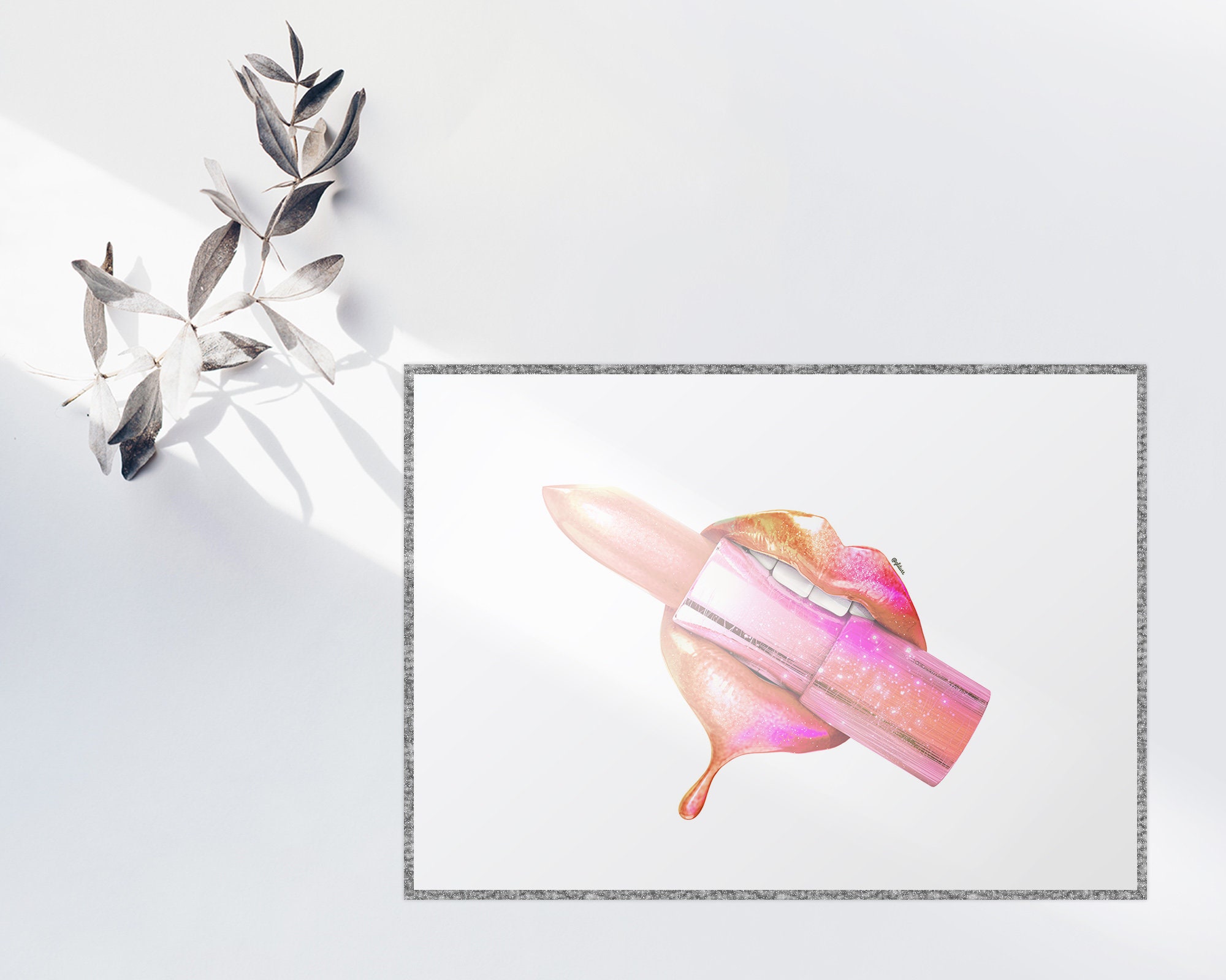 Pink Lips Art Dripping Lips Poster, Purple Lip PRINTABLE Wall Decor ...