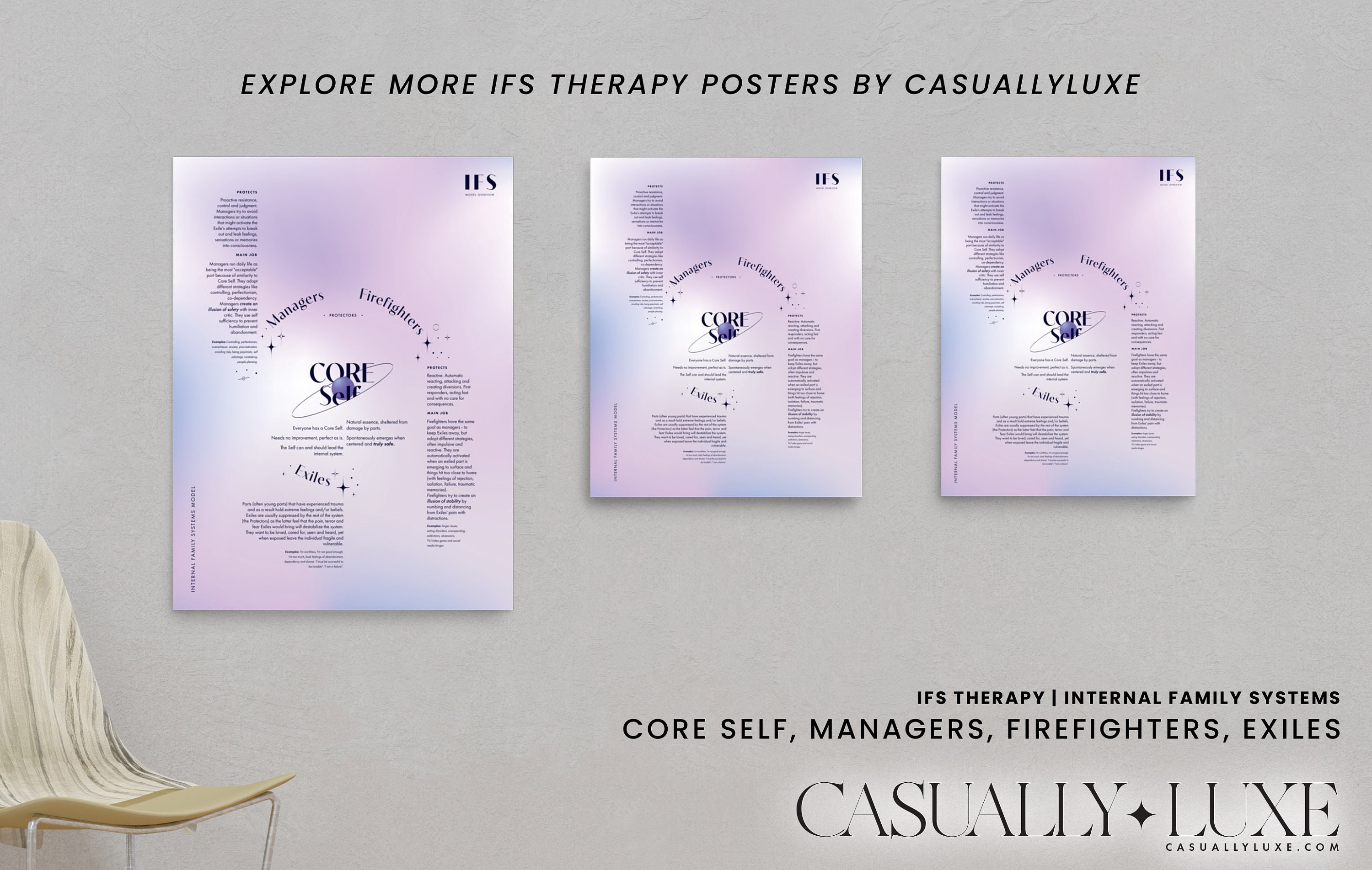 8 C's 5 P's of Self IFS Therapy Poster, Core Self Leadership ...