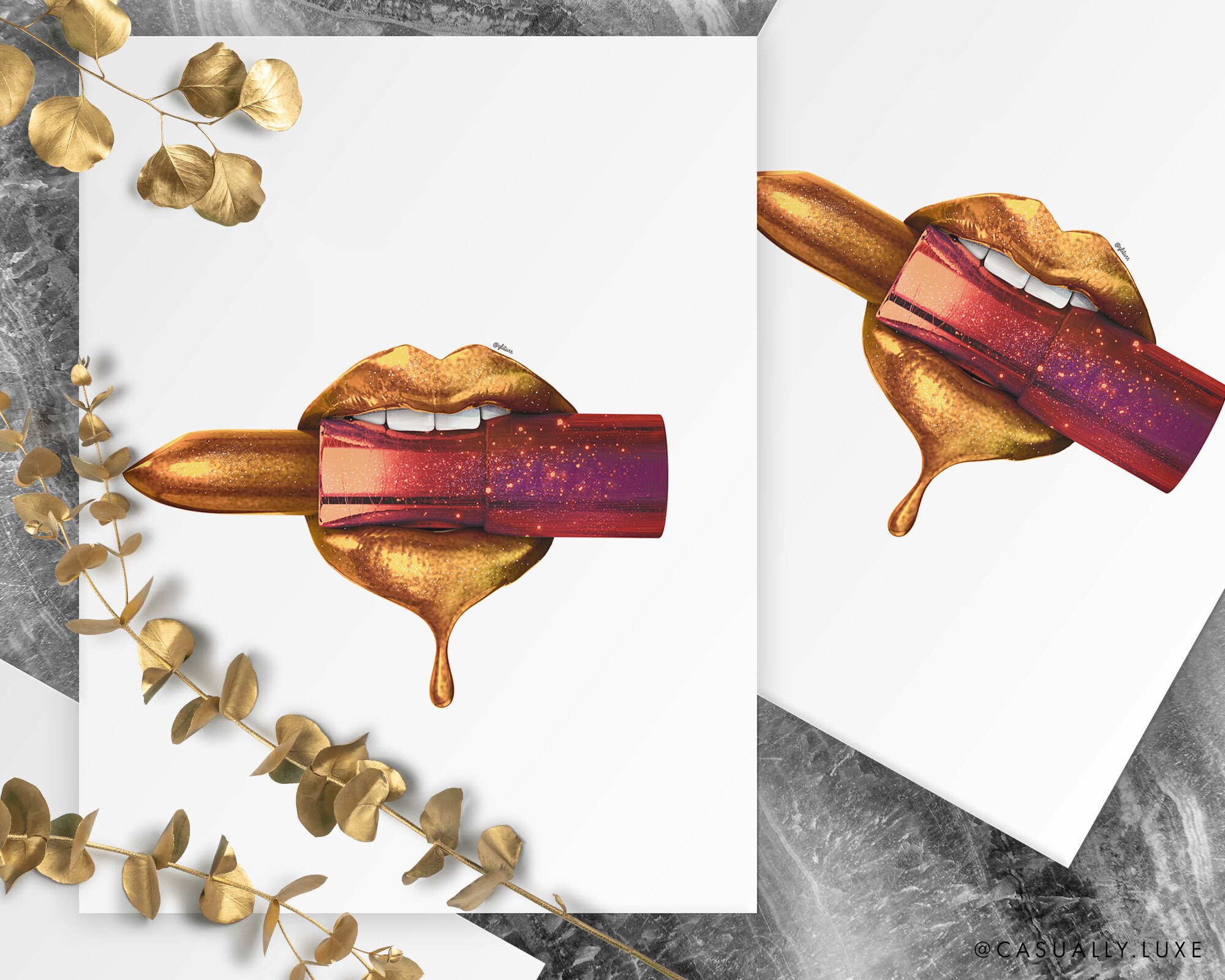 Dripping Lips Poster, Edgy Lips Art, Beauty Prints, Pout Wall Art ...