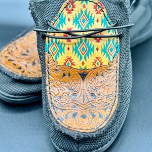 Custom Leather Top Hey Dudes - Aztec - Etsy