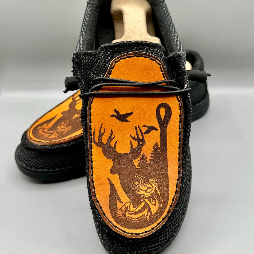 Custom Leather Top Hey Dudes Duck Buck Fish - Etsy