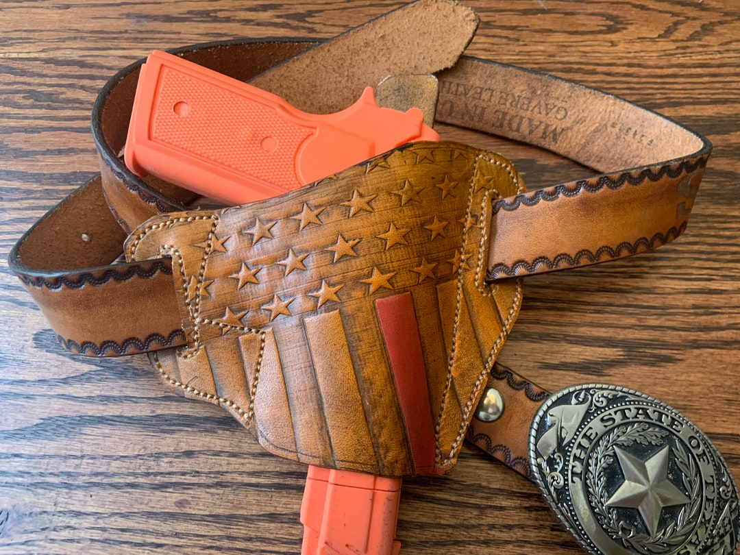 Custom Tooled and Painted Genuine Leather Gun Holster Back - Etsy