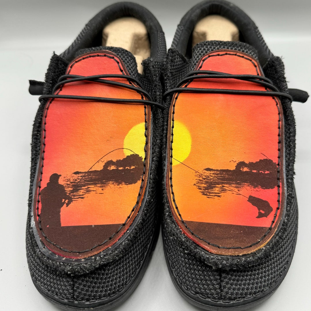 Custom Leather Top Hey Dudes Fishing - Etsy